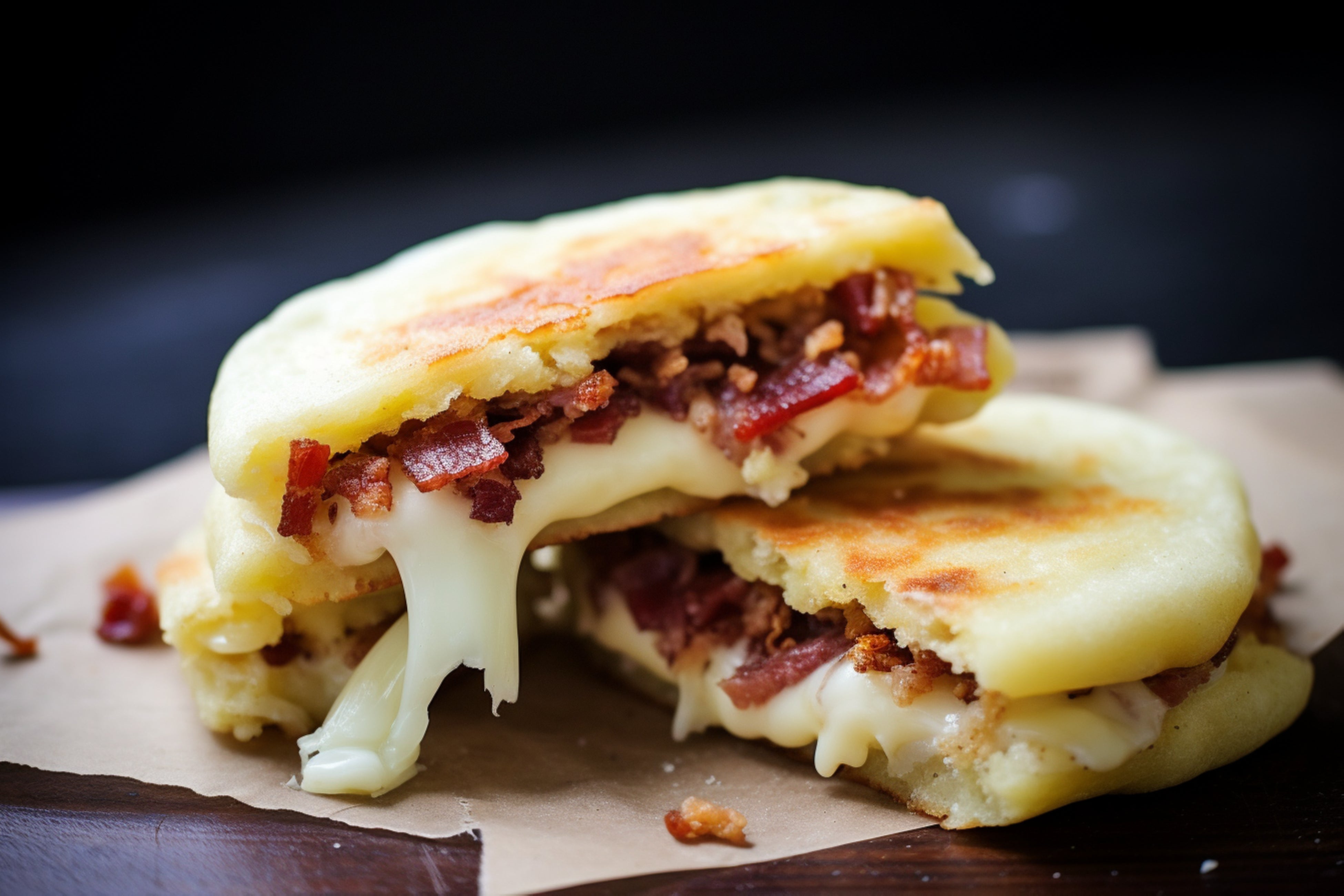 Arepas rellenas de lacón y queso fundido | Aceites Abril